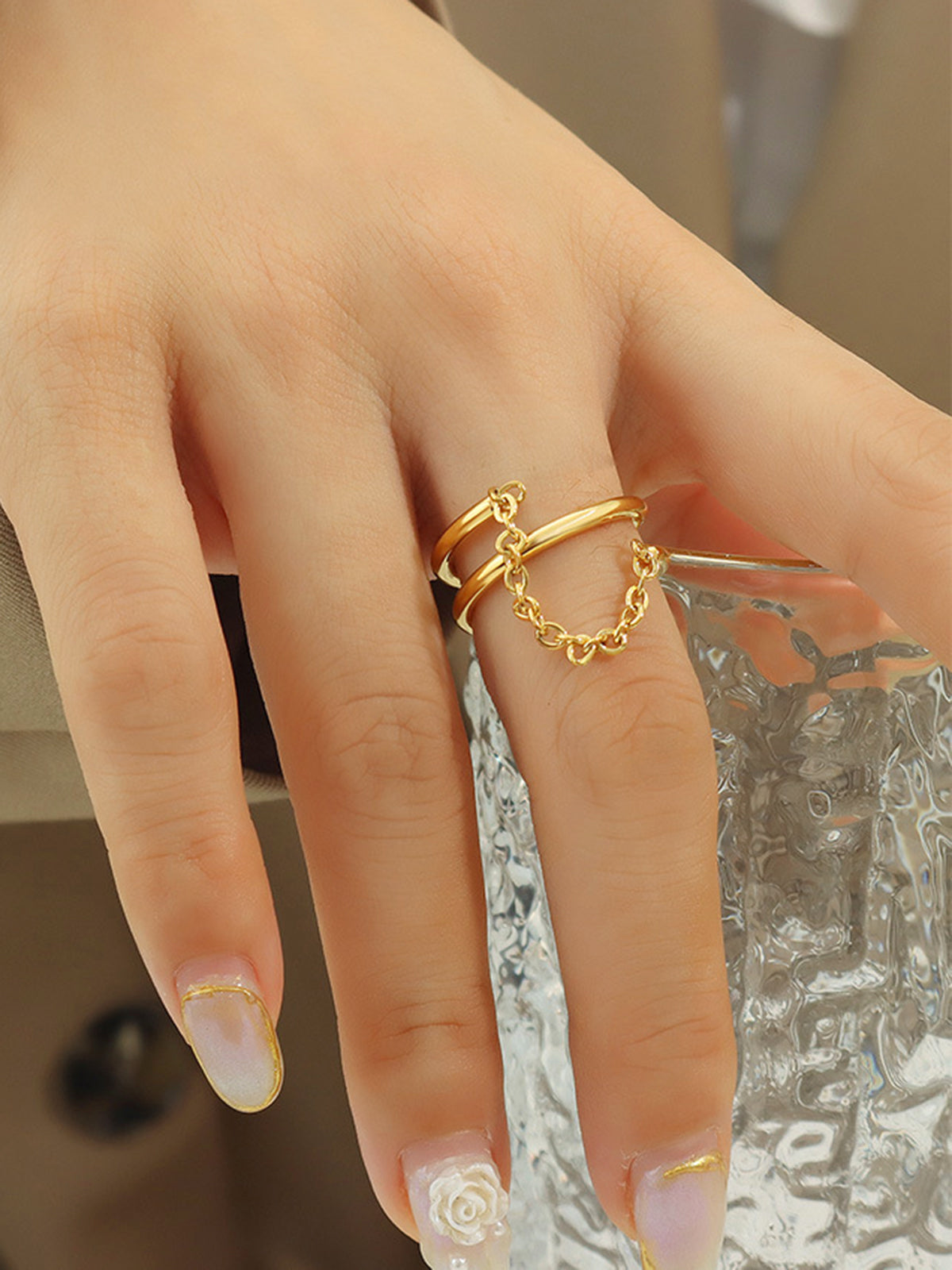 Double Layered Chain Decor Ring | COMMENSE