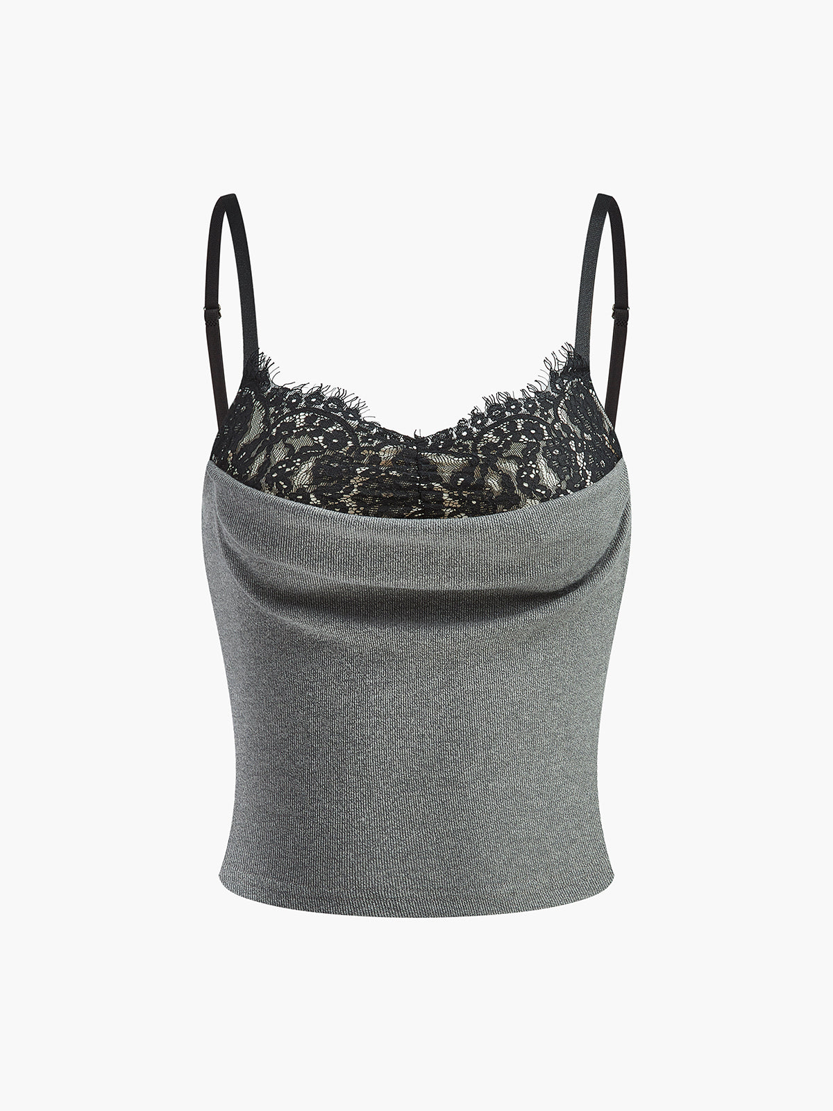 Lace Panel Ribbed Cami Top | COMMENSE